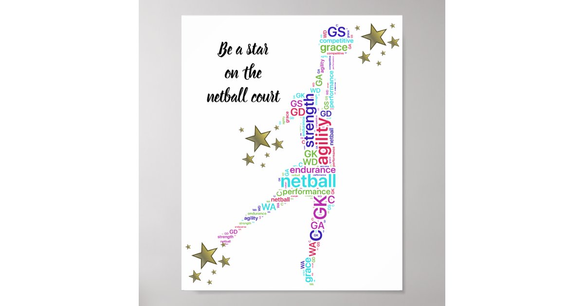 Motivational Netball Star Quote Poster | Zazzle