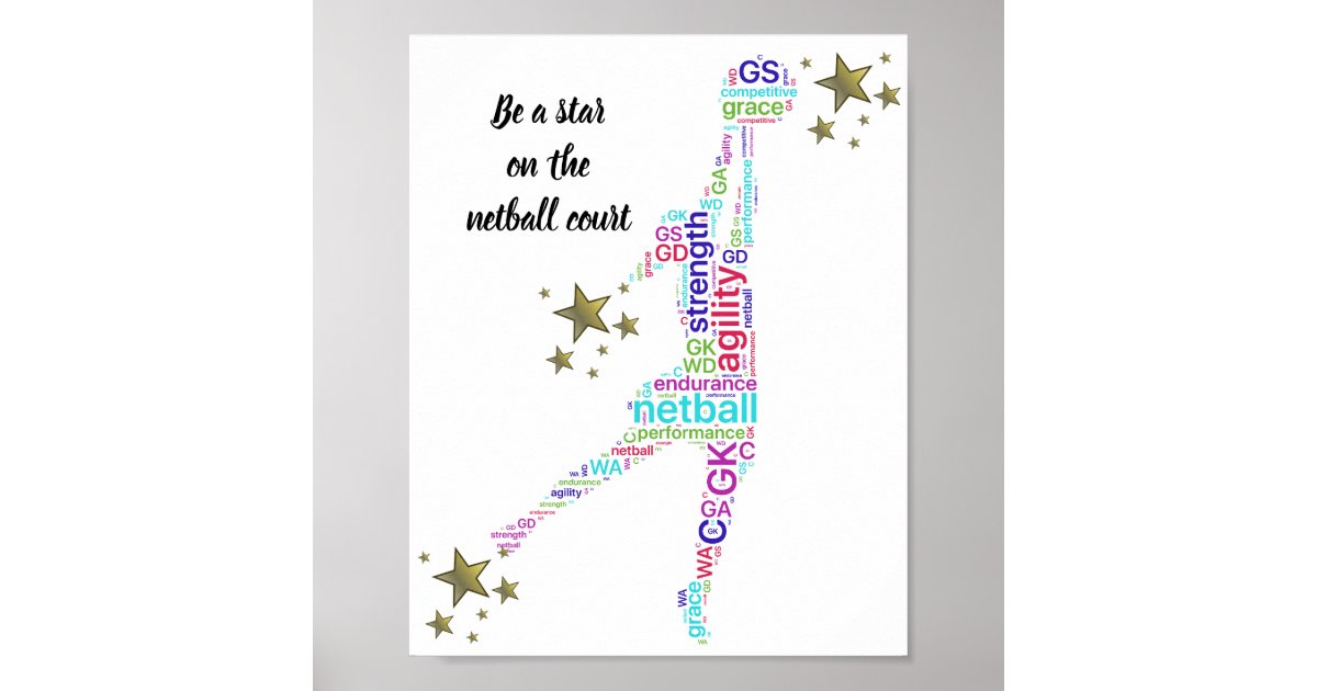 Motivational Netball Star Quote Poster | Zazzle