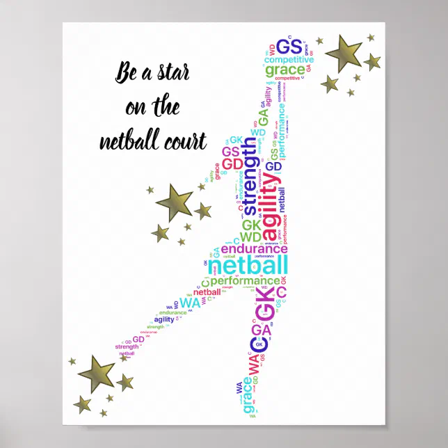 Motivational Netball Star Quote Poster | Zazzle