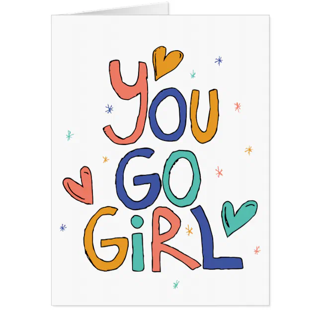 Motivational One Cool Girl You Go Girl Clipart Gir Card | Zazzle