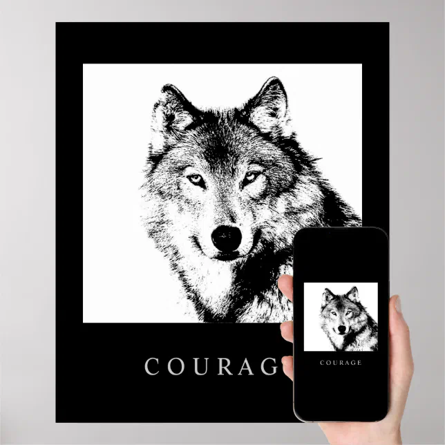 Motivational Pop Art Courage Wolf Poster Print | Zazzle