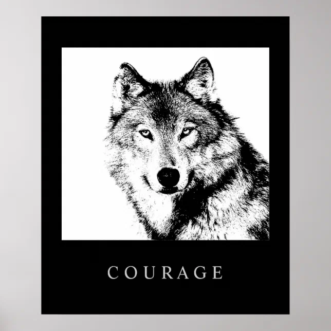 Motivational Pop Art Courage Wolf Poster Print | Zazzle