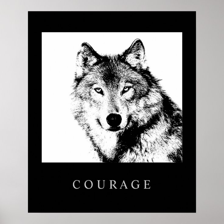 Motivational Pop Art Courage Wolf Poster Print | Zazzle