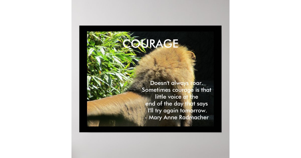 Motivational Quote Lion Hearted Courage Poster | Zazzle