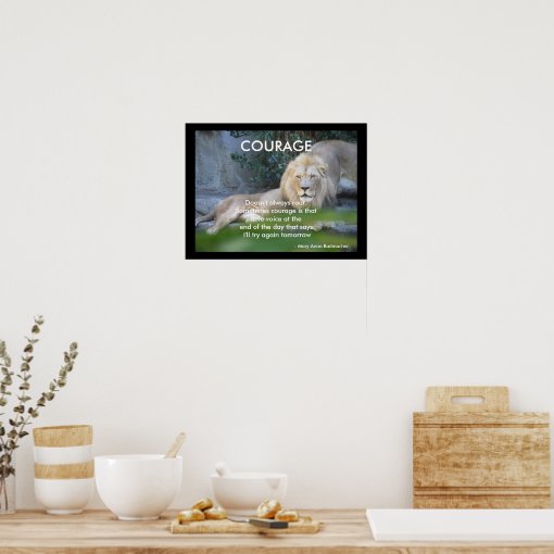 Motivational Quote Lion Hearted Courage Poster | Zazzle