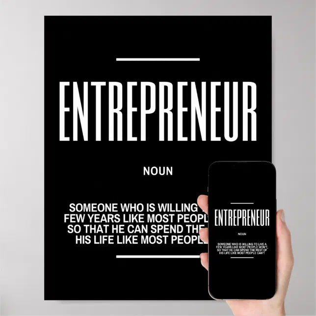 Motivational Quote On Entrepreneur Poster | Zazzle