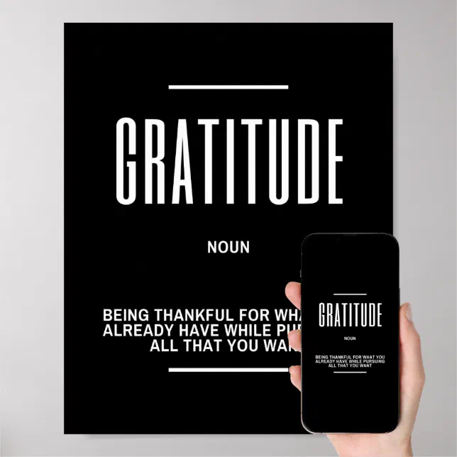 Motivational Quote On Gratitude Poster | Zazzle