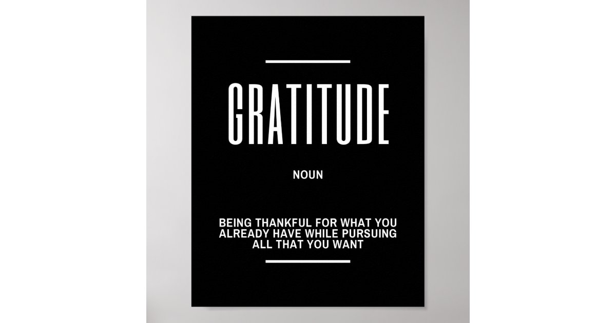 Motivational Quote On Gratitude Poster | Zazzle