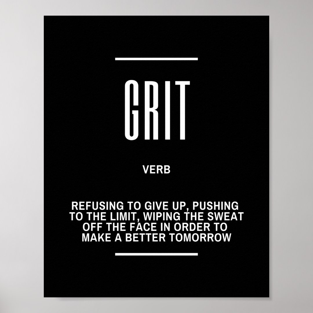 Motivational Quote On Grit Poster | Zazzle