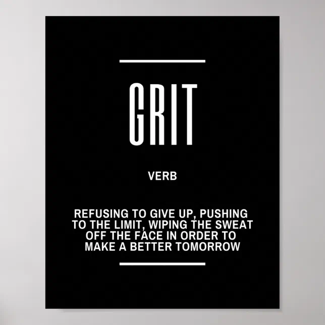 Motivational Quote On Grit Poster | Zazzle