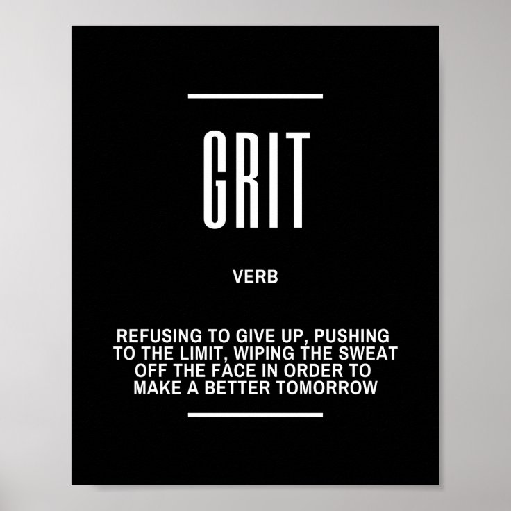 Motivational Quote On Grit Poster | Zazzle