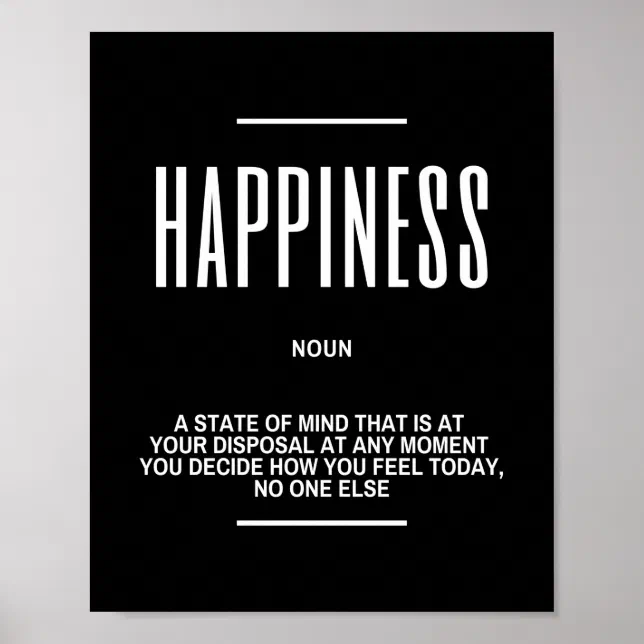 Motivational Quote On Happiness Poster | Zazzle