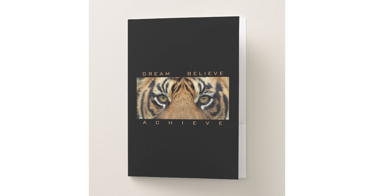 Motivational Quote Success Tiger Animal Template Pocket Folder | Zazzle