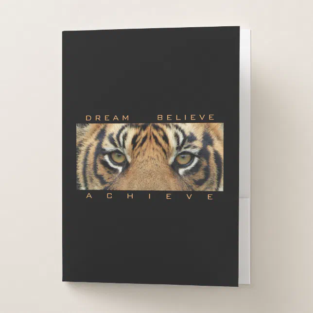 Motivational Quote Success Tiger Animal Template Pocket Folder | Zazzle