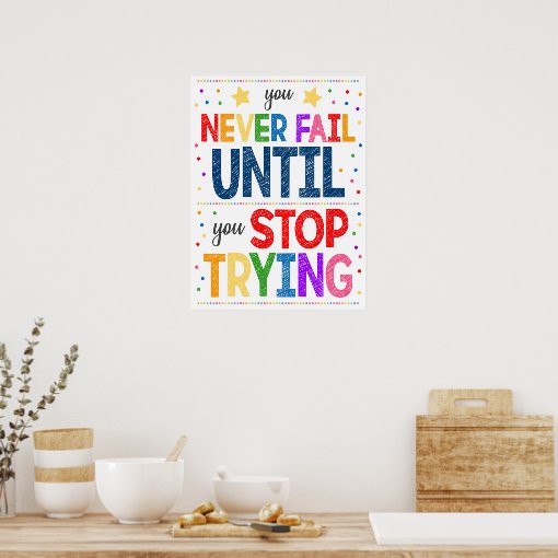 Motivational Rainbow Classroom Poster | Zazzle