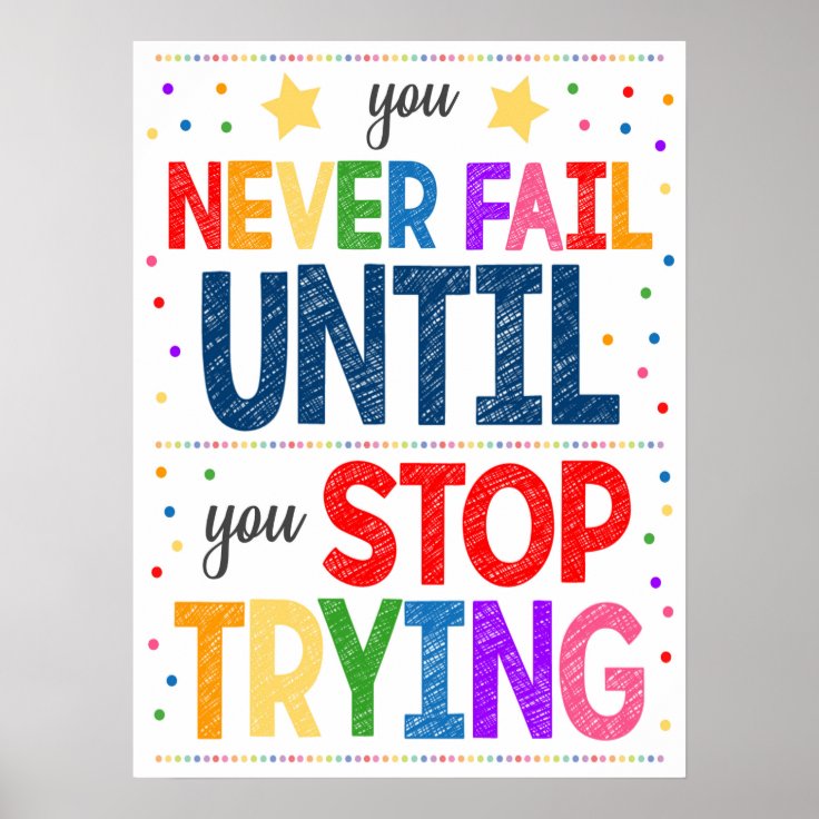 Motivational Rainbow Classroom Poster | Zazzle