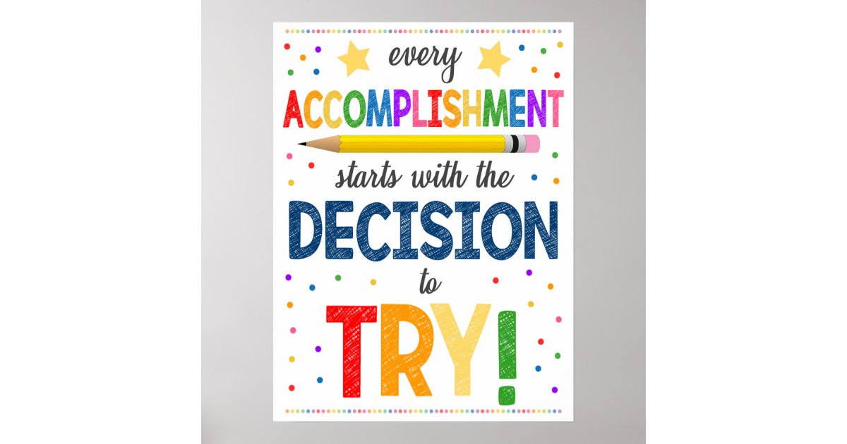 Motivational Rainbow Classroom Poster | Zazzle