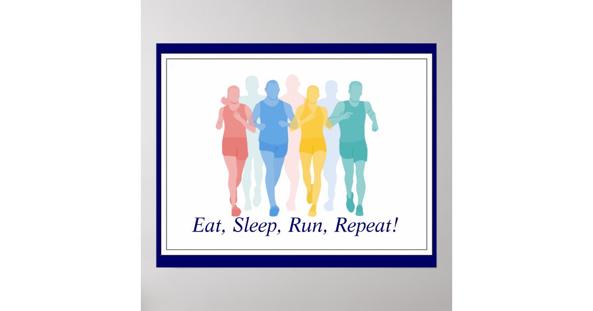 Motivational Runner Quote Run Repeat Poster | Zazzle