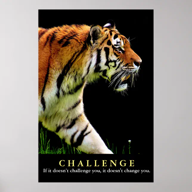 Motivational Tiger Challenge Quote Poster | Zazzle