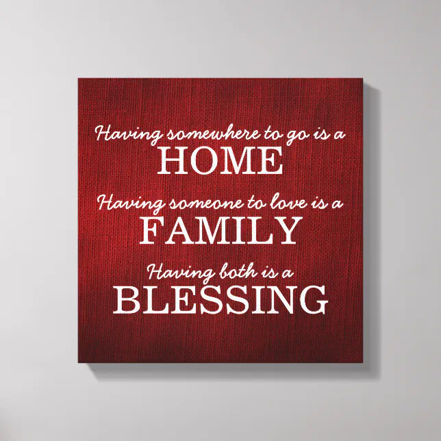 Motivational Typography Family Quote Canvas Print | Zazzle