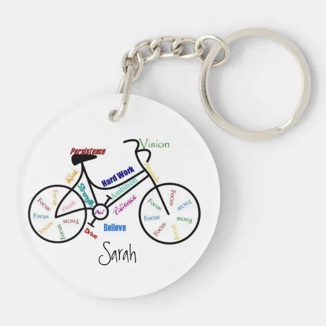 Motivational Words for Bike, Cycle Custom Name Keychain | Zazzle