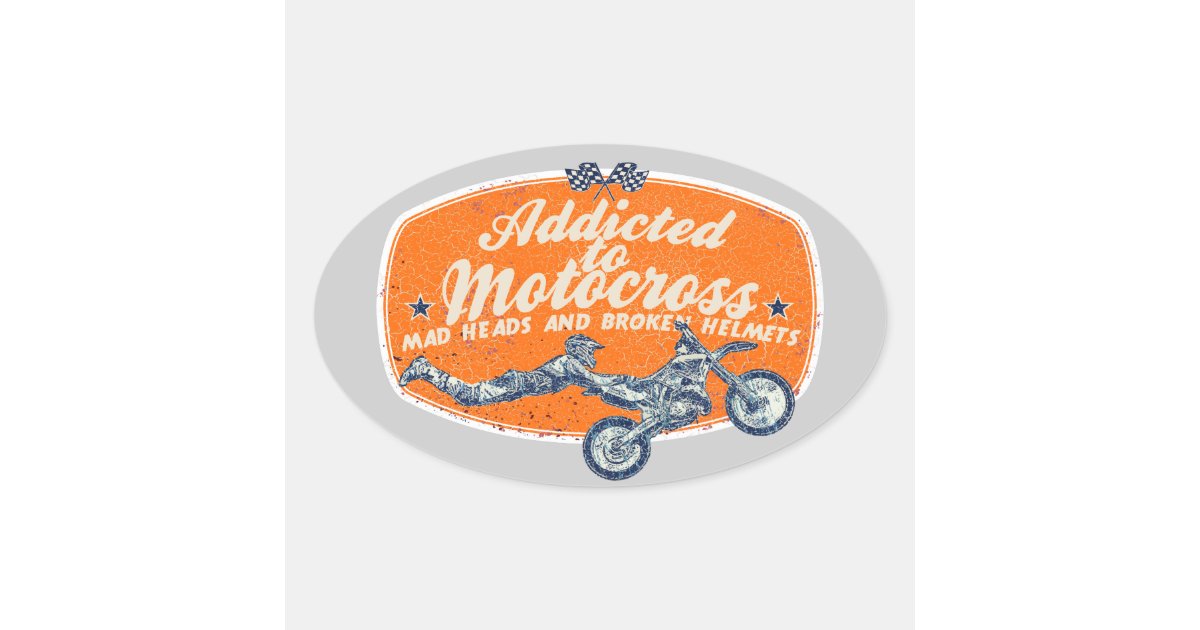 Moto racing oval sticker | Zazzle
