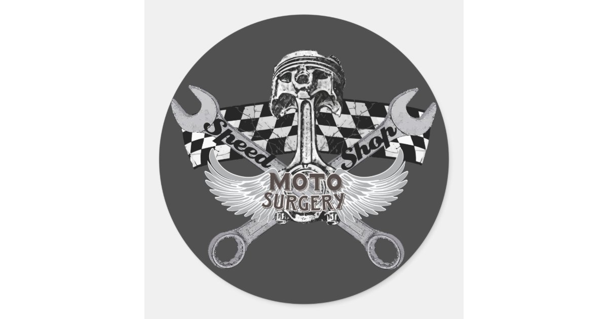 Moto speed shop classic round sticker | Zazzle