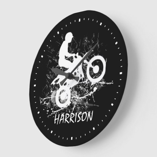 Motocross Biker Supercross Dirt Bike Large Clock | Zazzle