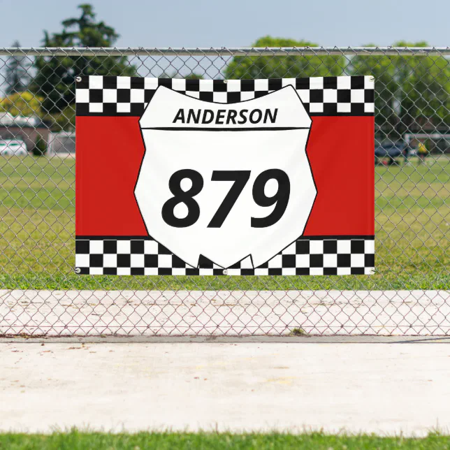 Motocross Custom Dirt Bike Number Plate on Red Banner | Zazzle