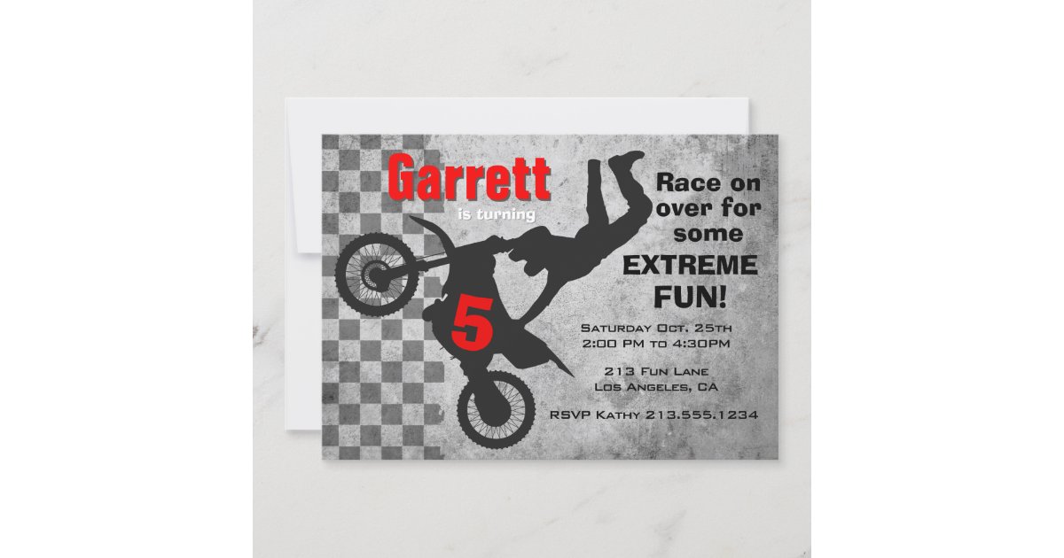 Motocross Dirt Bike Birthday Party Invitation | Zazzle