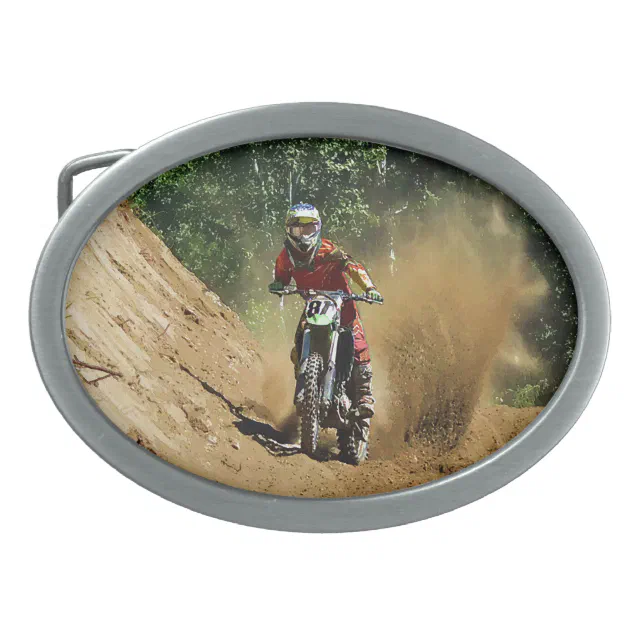 Motocross Dirt-Bike Champion Race Oval Belt Buckle | Zazzle