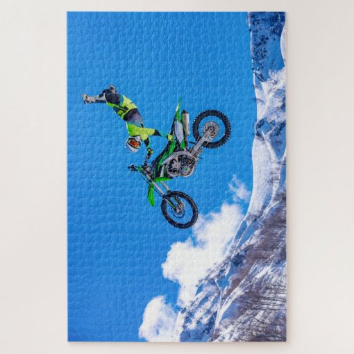 Motocross Dirt Bike Jump Mountains Extreme Sports Jigsaw Puzzle | Zazzle