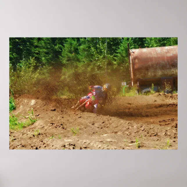 Motocross Dirt-Bike Racer Spraying Dirt Poster | Zazzle