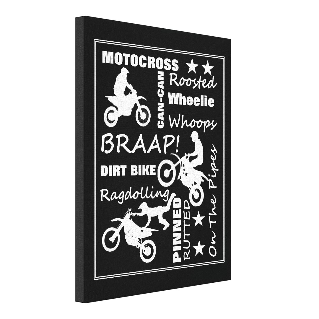 Motocross Dirt Bike Sports Terminology Typography Canvas Print | Zazzle
