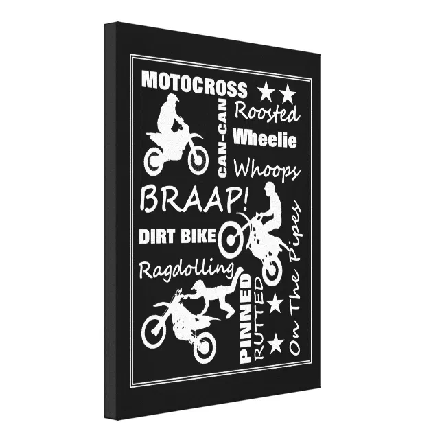 Motocross Dirt Bike Sports Terminology Typography Canvas Print | Zazzle