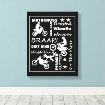 Motocross Dirt Bike Sports Terminology Typography Canvas Print | Zazzle