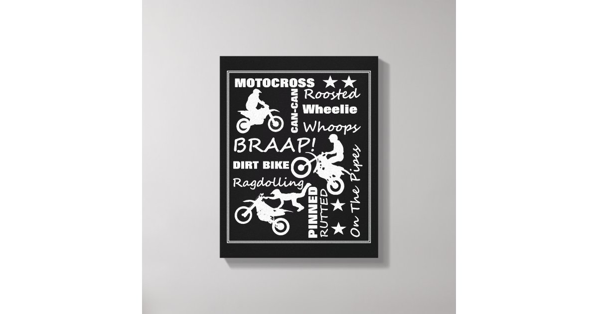 Motocross Dirt Bike Sports Terminology Typography Canvas Print | Zazzle
