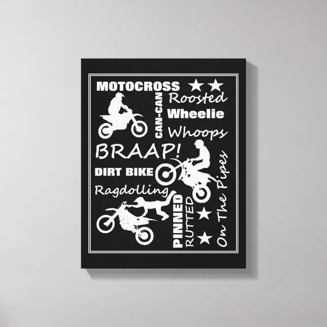 Motocross Dirt Bike Sports Terminology Typography Canvas Print | Zazzle