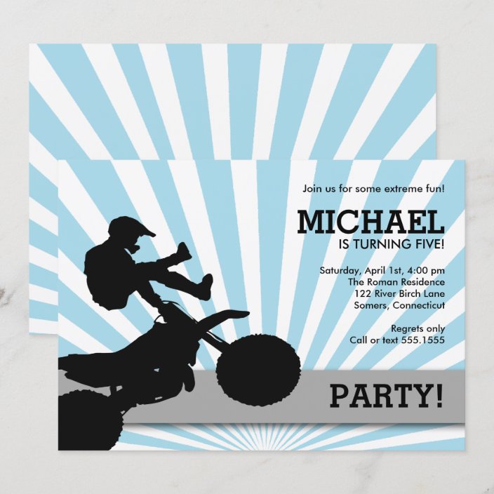 Motocross Dirtbike Invitation, Blue Invitation | Zazzle.com