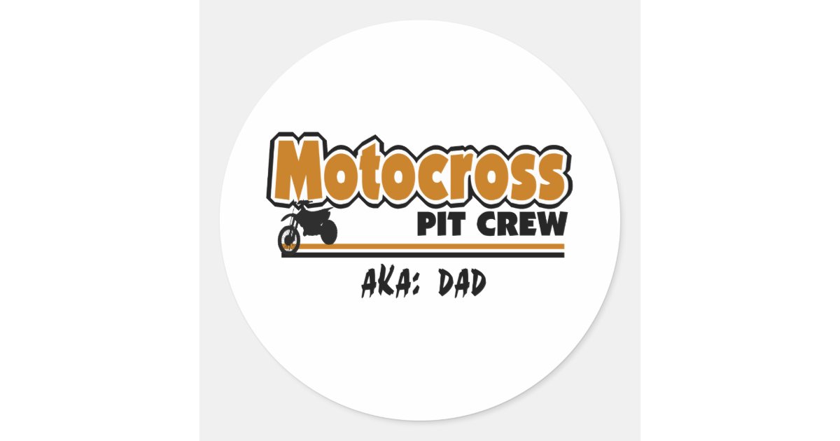 Motocross Pit Crew Classic Round Sticker | Zazzle