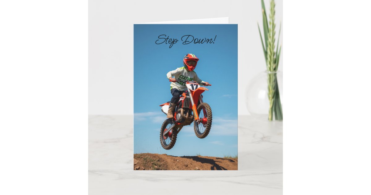 Motocross Step Down & Celebrate your Birthday Card | Zazzle