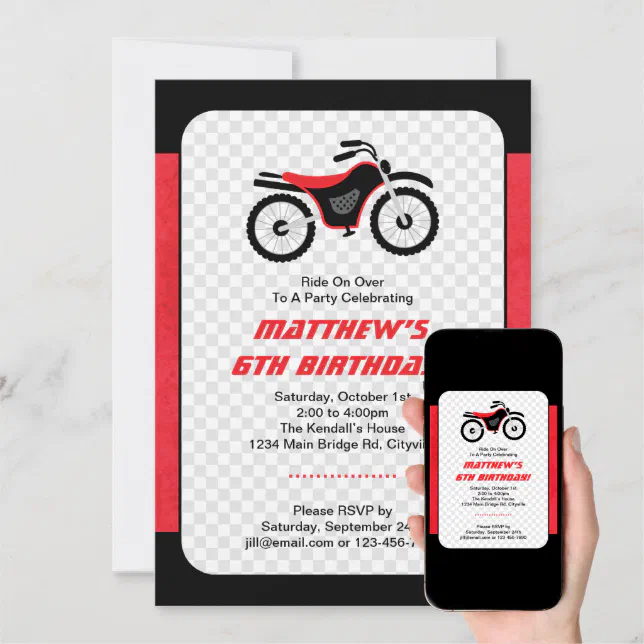 Motor Bike Birthday Invitation | Zazzle