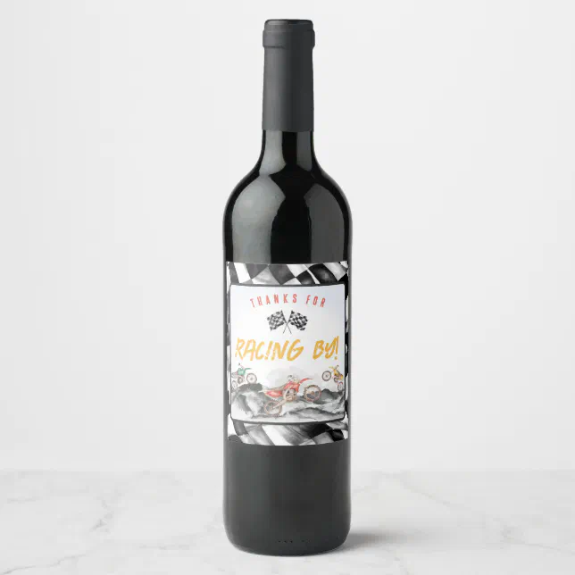 Motor Dirt Bike Birthday Party Wine Label | Zazzle
