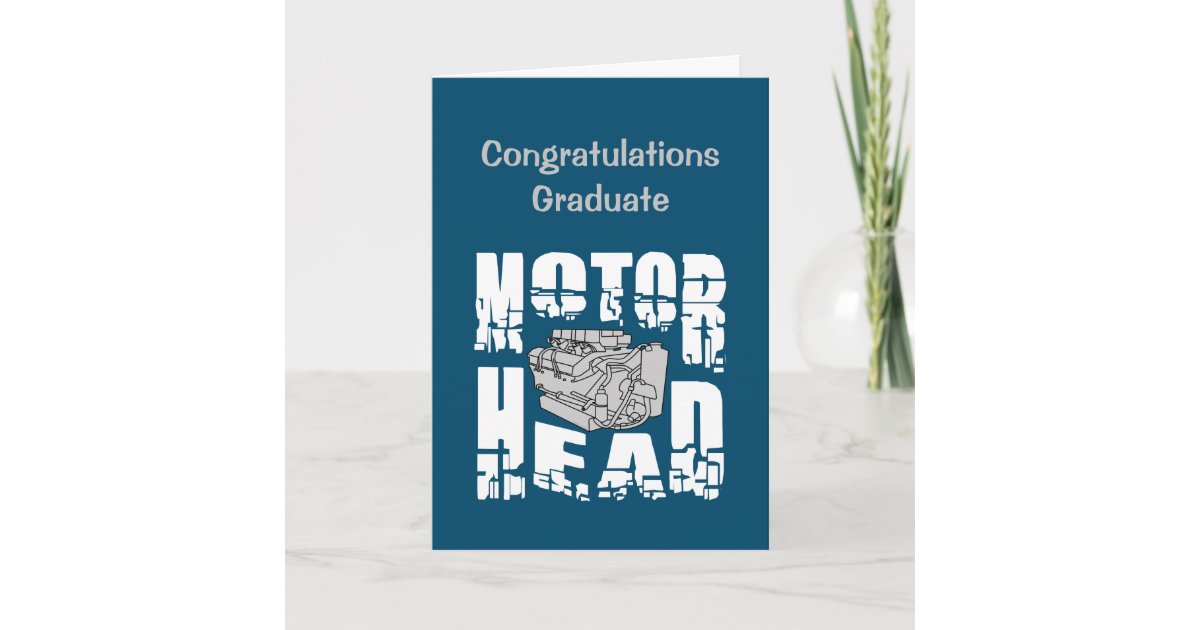 Motor Head Engine Graduation Card | Zazzle