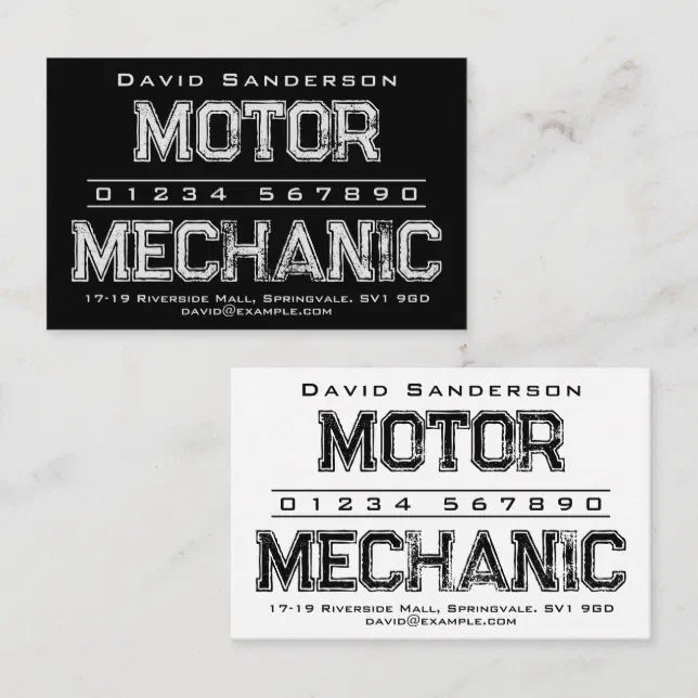 Motor Mechanic Business Card | Zazzle