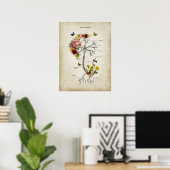 Motor Neuron Anatomy with Flowers Poster | Zazzle