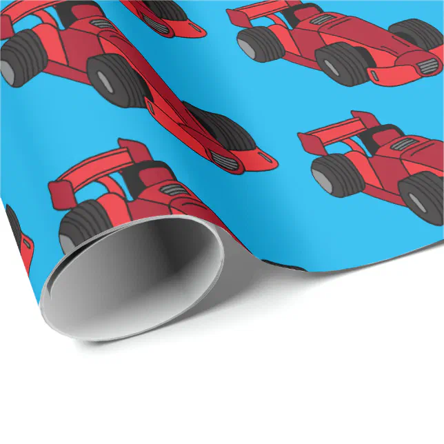 Motor Racing Fun Red Sports Cars Racetrack Fan Wrapping Paper | Zazzle