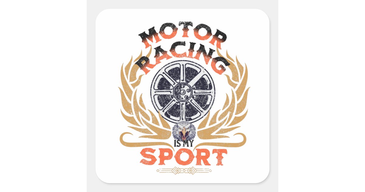 Motor Racing is My Sport, Vintage Motorcycle Square Sticker | Zazzle