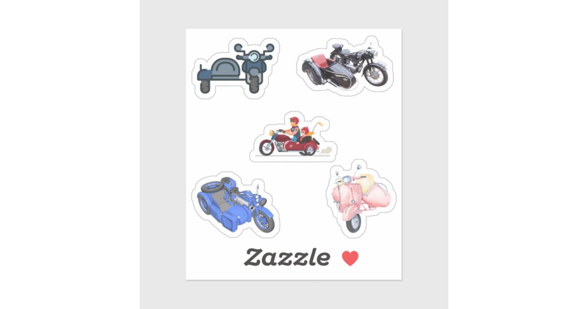 Motorbike and Sidecar Stickers | Zazzle
