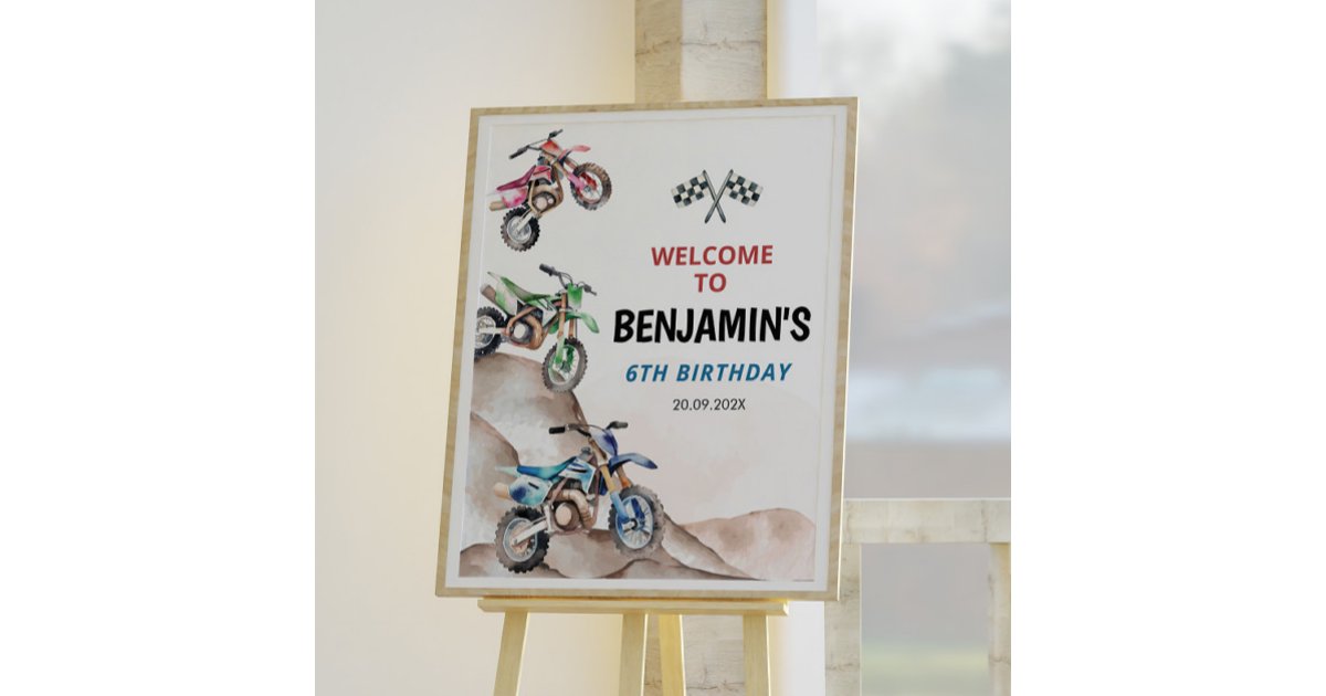 Motorbike Birthday Welcome Sign | Zazzle